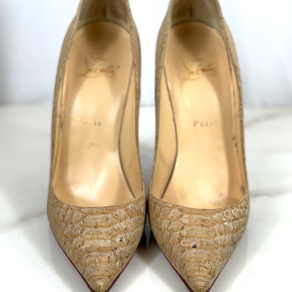 Christian Louboutin 'So Kate' Python Embossed Cork He… - Gem